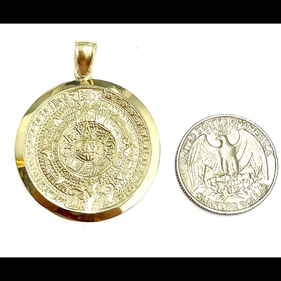 Jewelry | 1kt Gold Aztec Calendar Charm Pendant | Poshmark